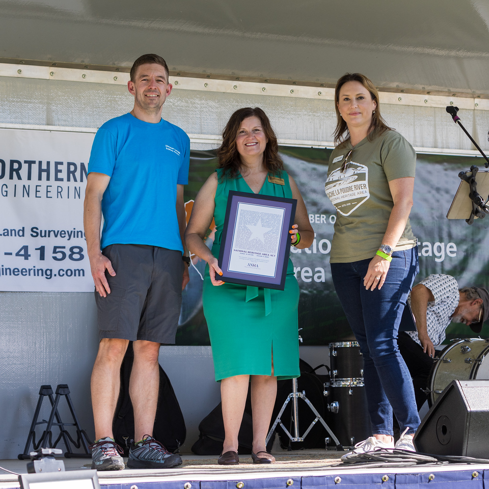 Sally_accepting_award | Cache la Poudre River National Heritage Area